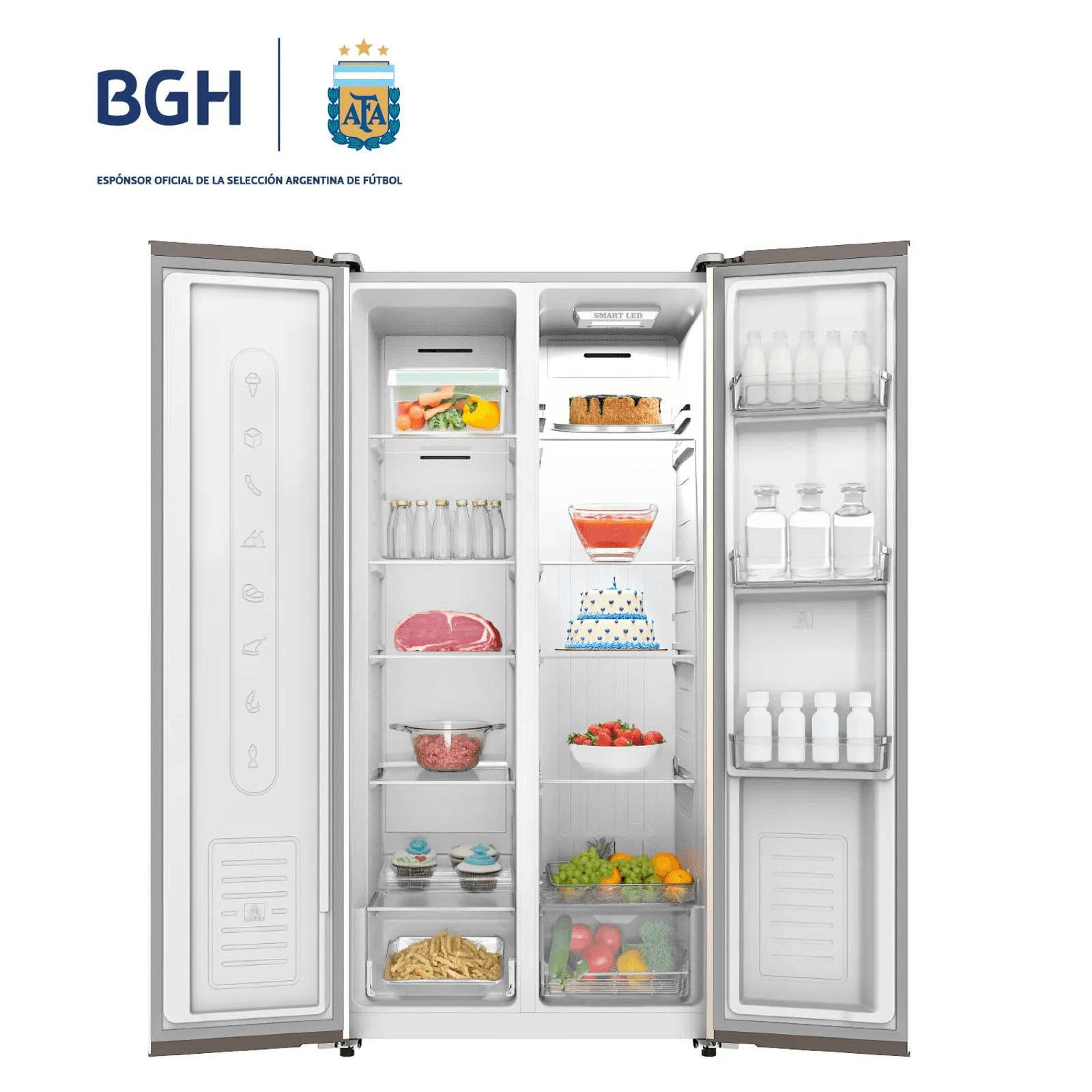 Heladera Side by Side BGH 397L No Frost Inverter Acero Inoxidable BRS400I1A